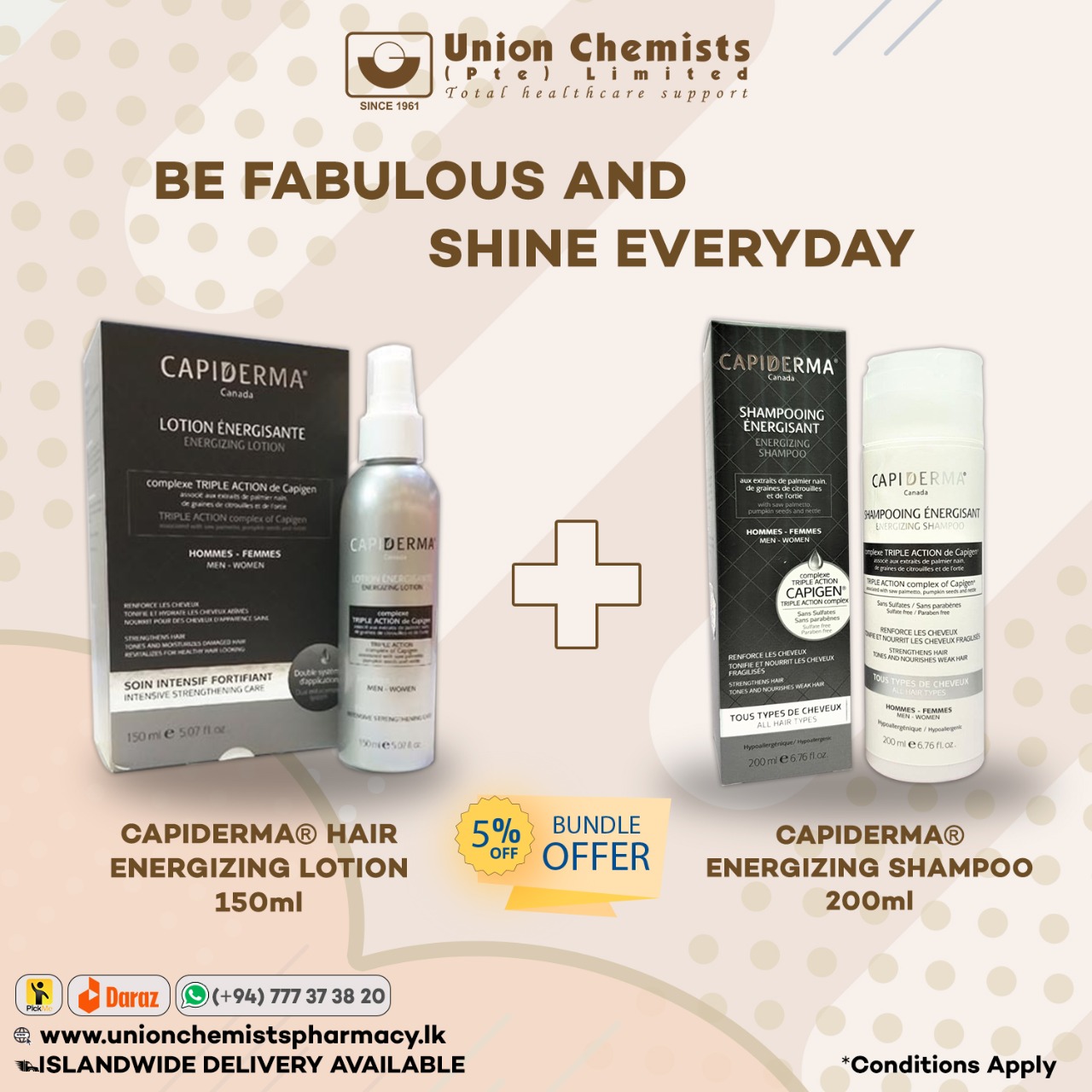 CAPIDERMA® HAIR ENERGIZING LOTION 150ml + ENERGIZING SHAMPOO 200ml ...